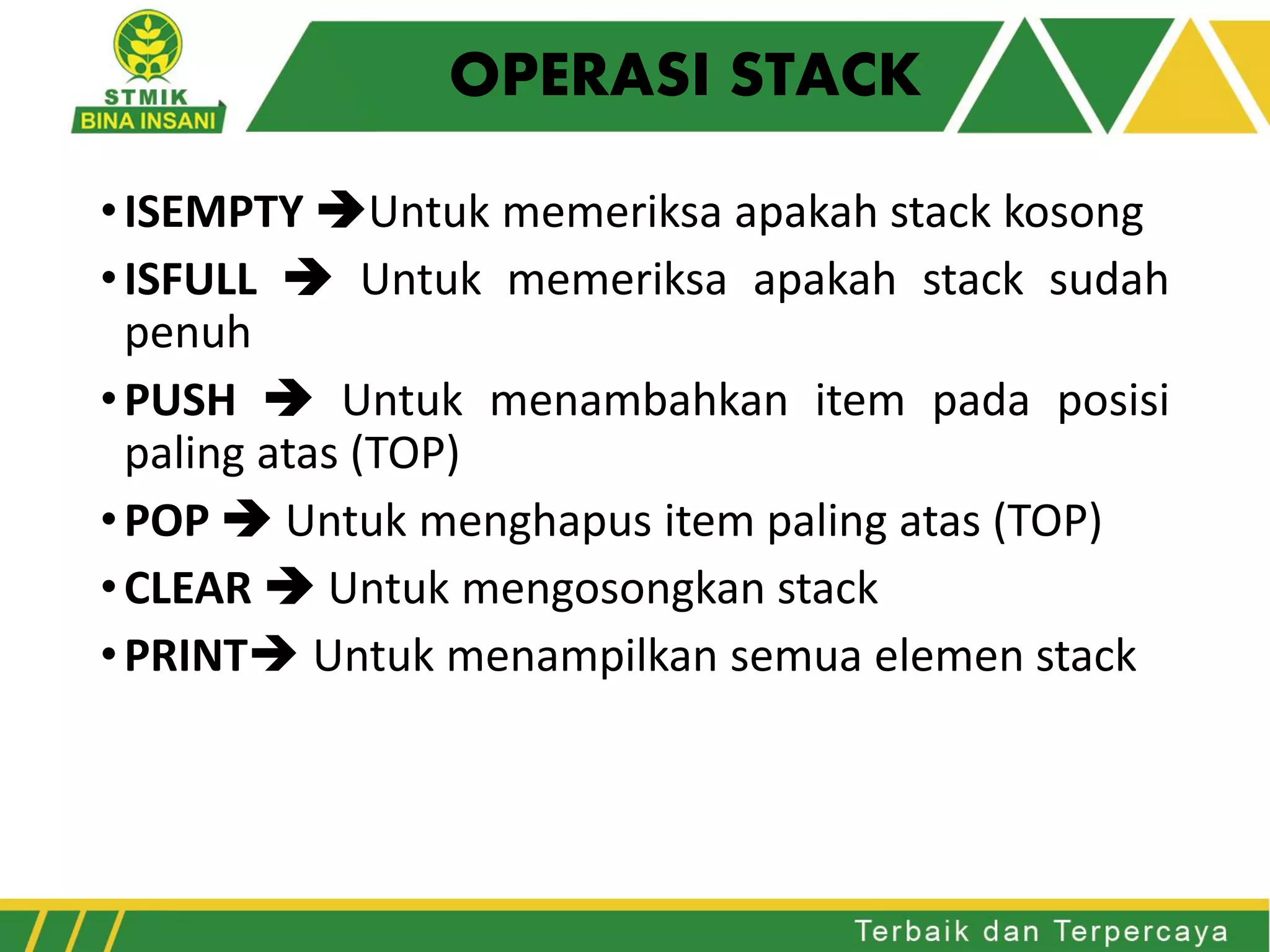 Pertemuan 5 Stack atau Tumpukan | PDF