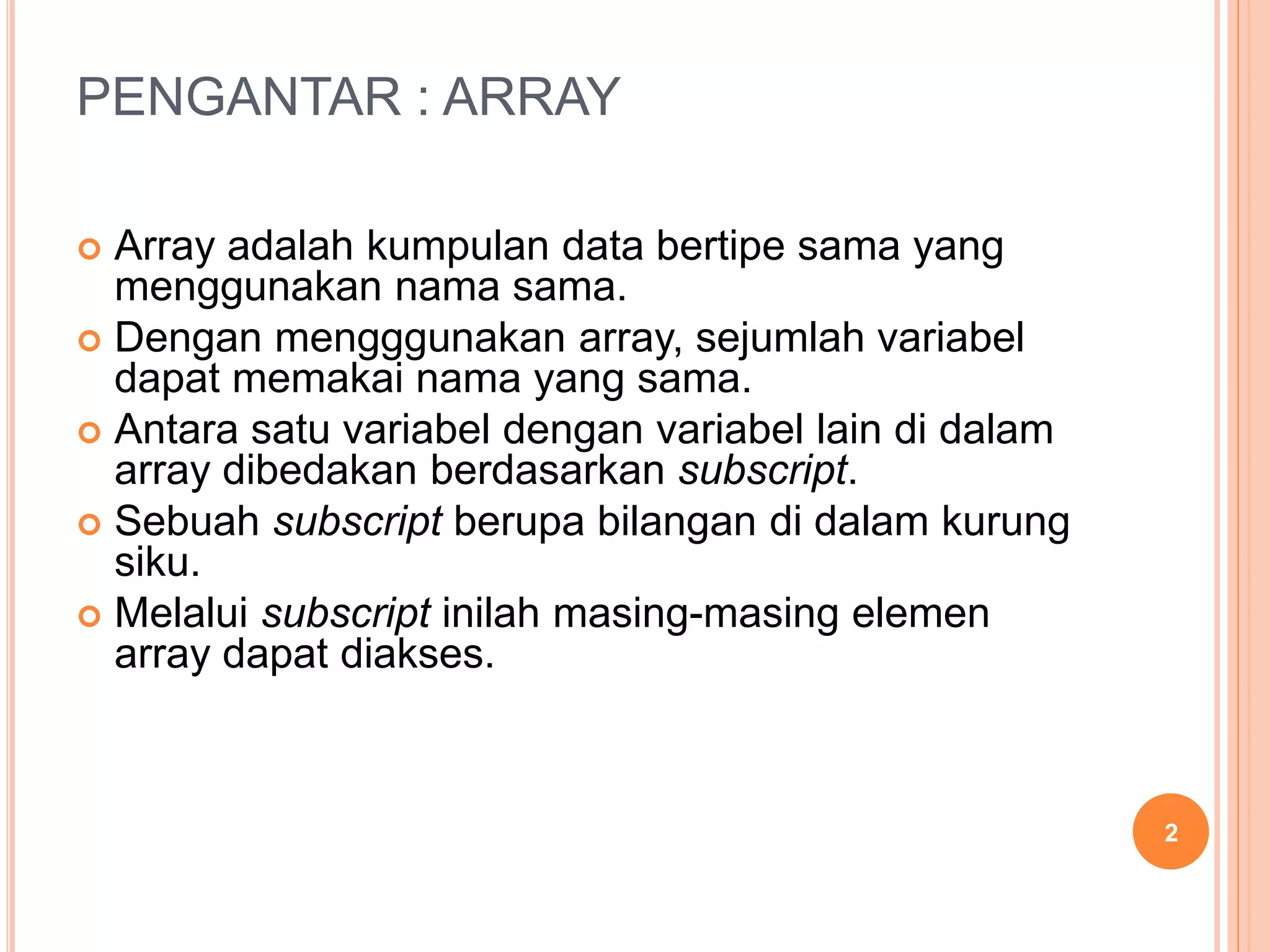 Materi : Struktur Data (2 Array) | PPTX