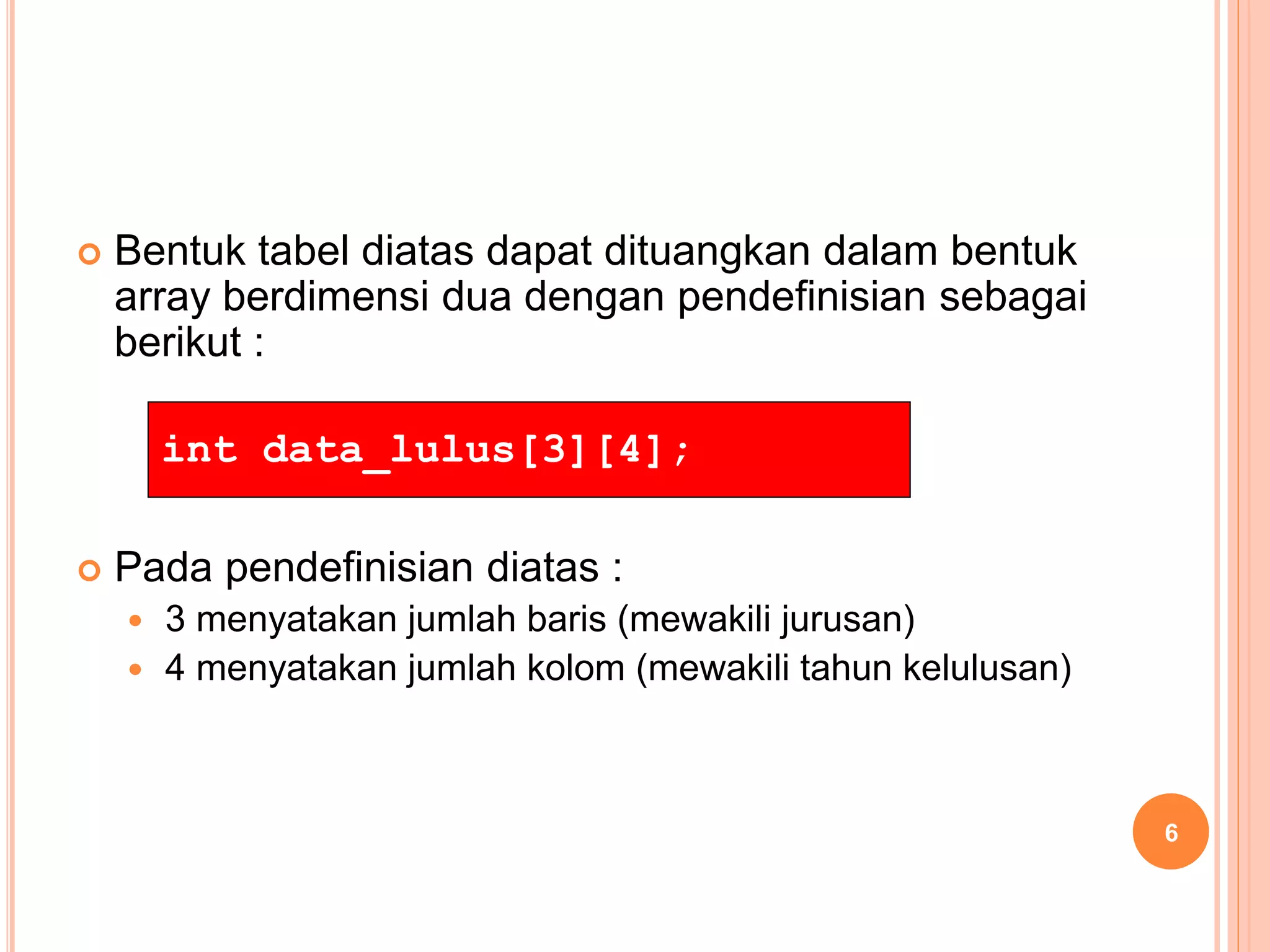 Materi : Struktur Data (2 Array) | PPTX