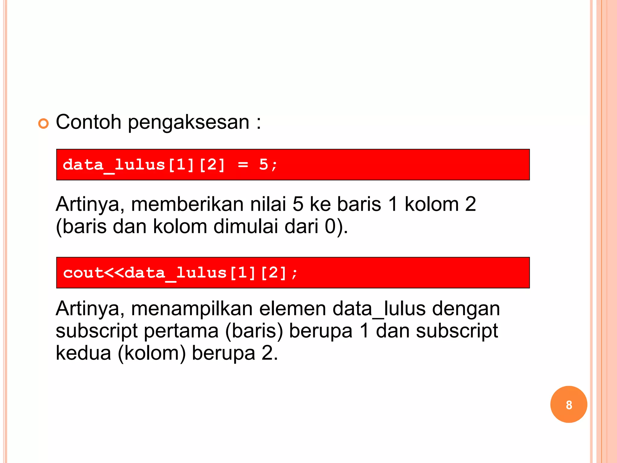 Materi : Struktur Data (2 Array) | PPTX