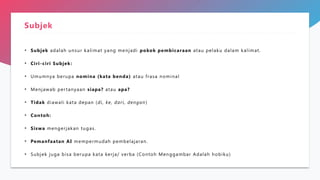 Pola Kalimat : Mengenal Subjek, predikat, objek, pelengkap, dan ...