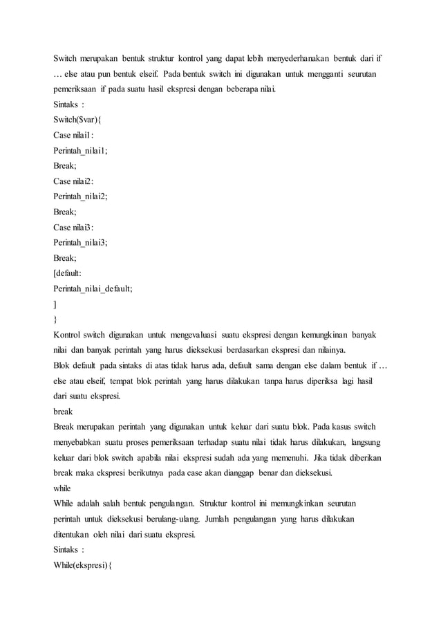 Struktur kontrol dalam php | PDF