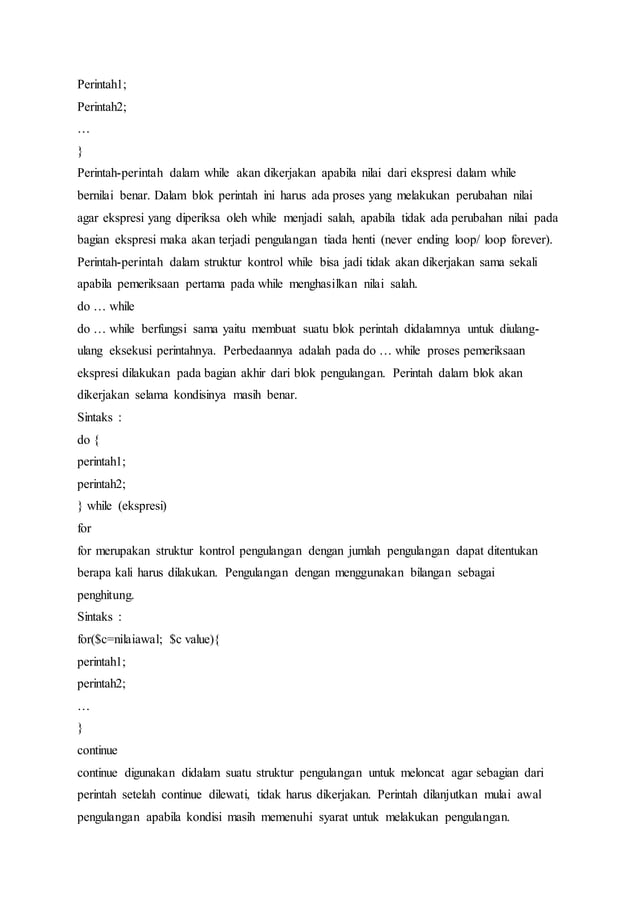 Struktur kontrol dalam php | PDF