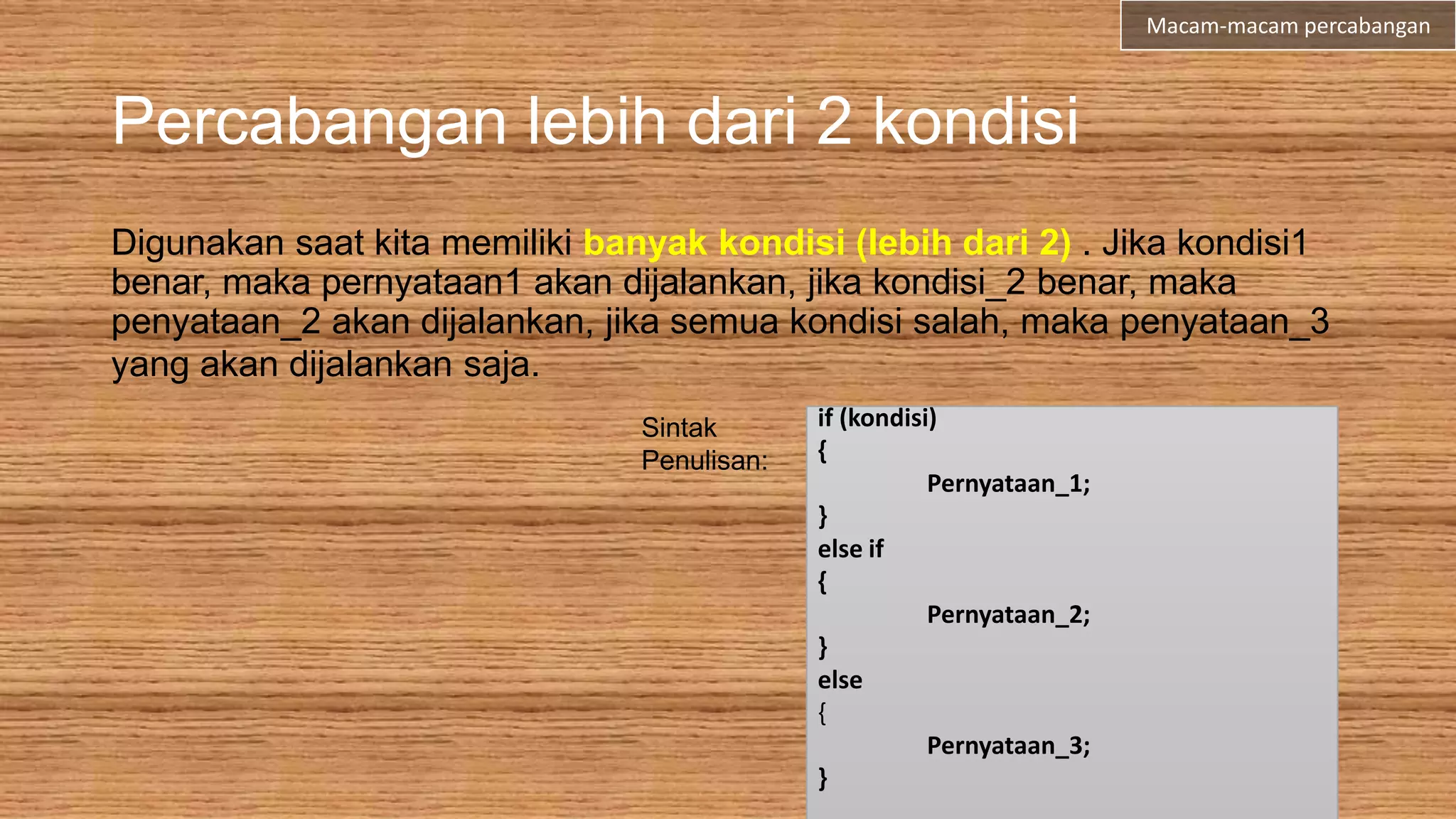 Struktur kontrol percabangan | PPTX