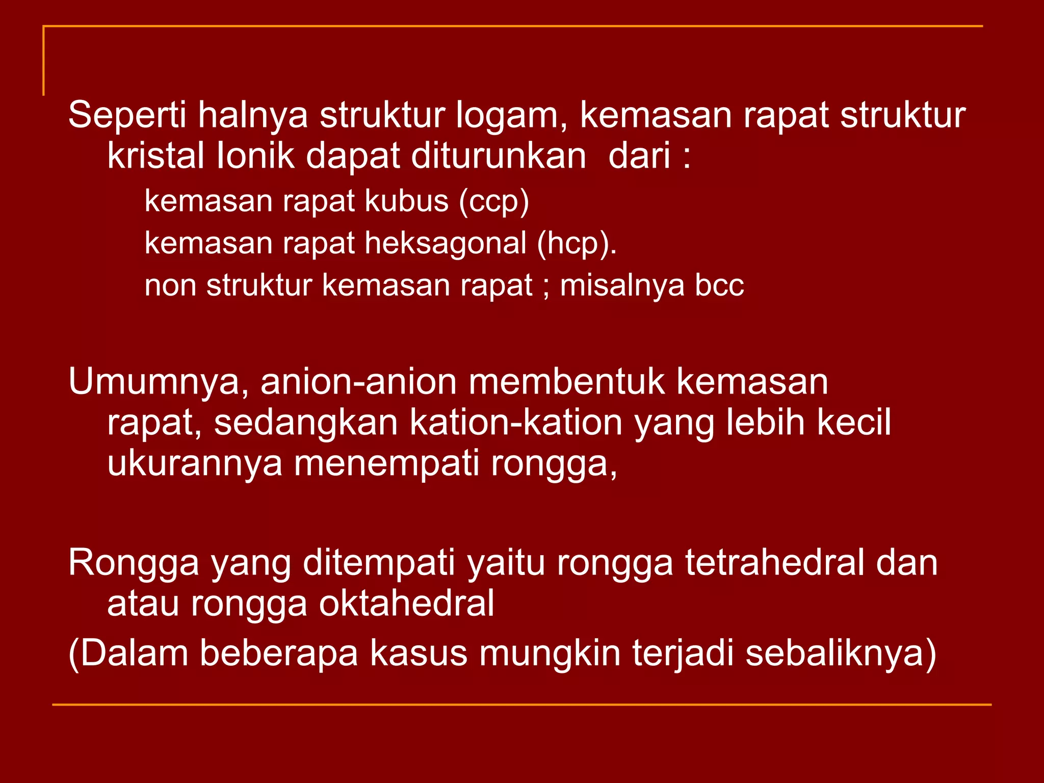 Struktur kristal ionik | PPTX