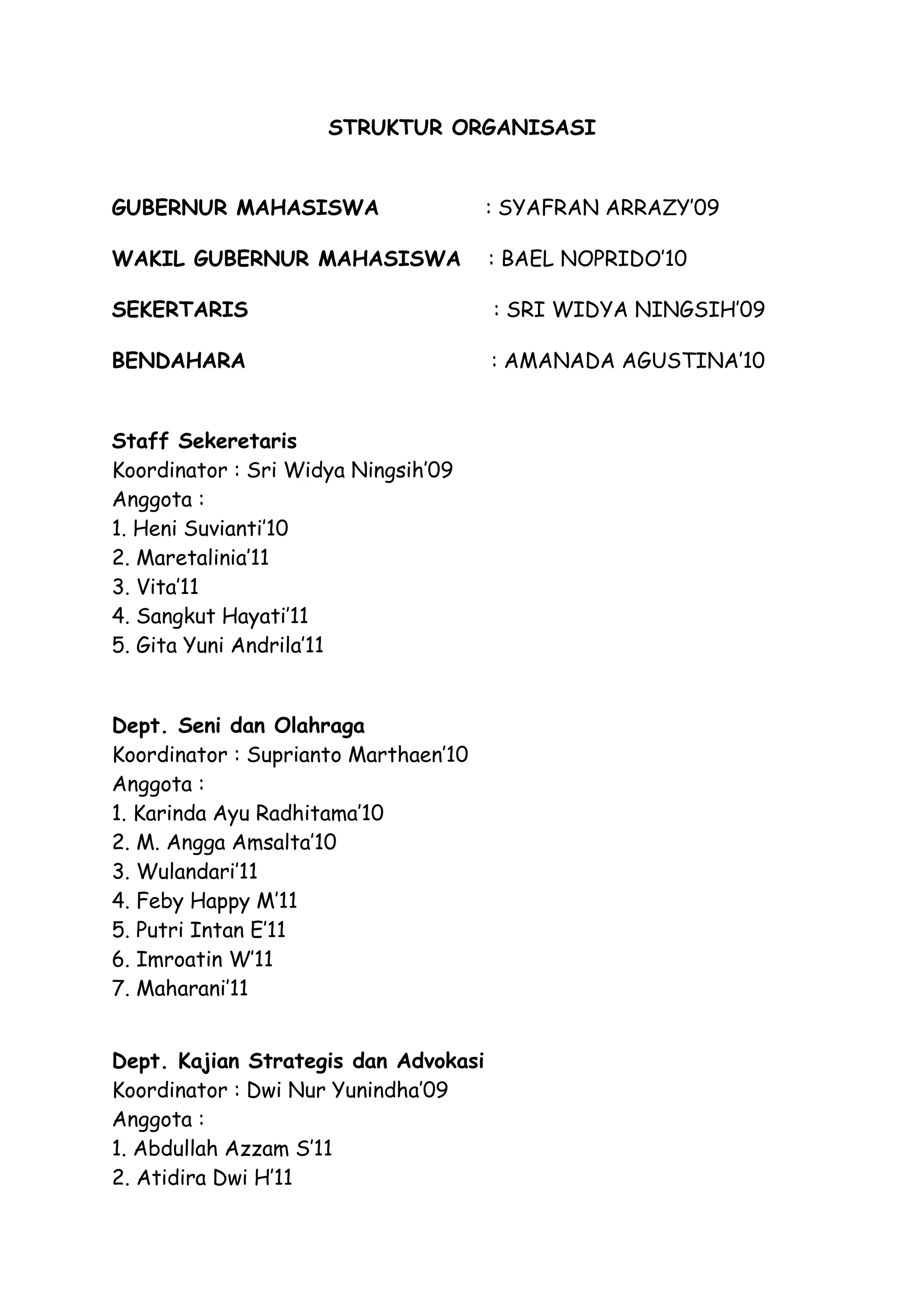 Struktur organisasi | DOCX