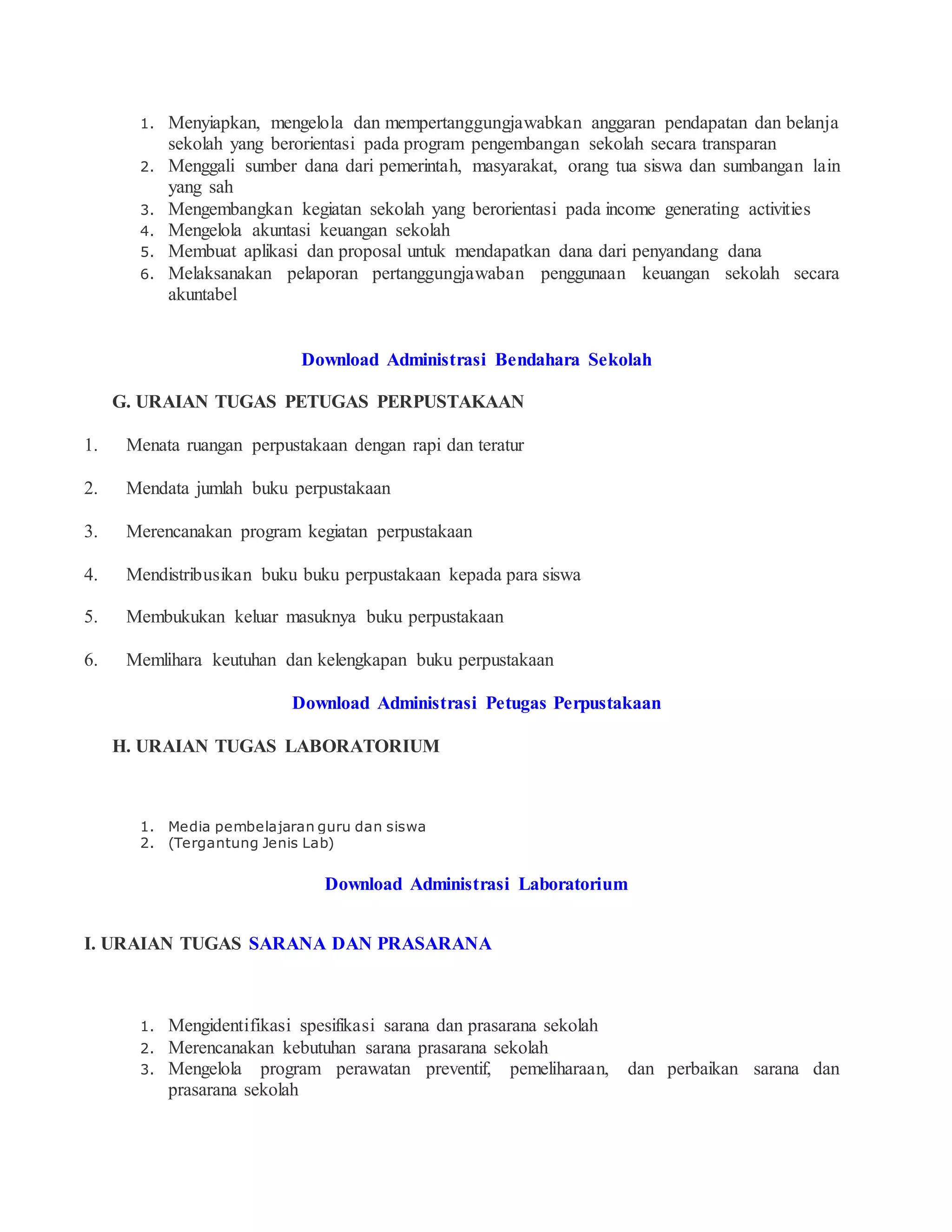 Struktur organisasi sekolah dan tugasnya | DOCX