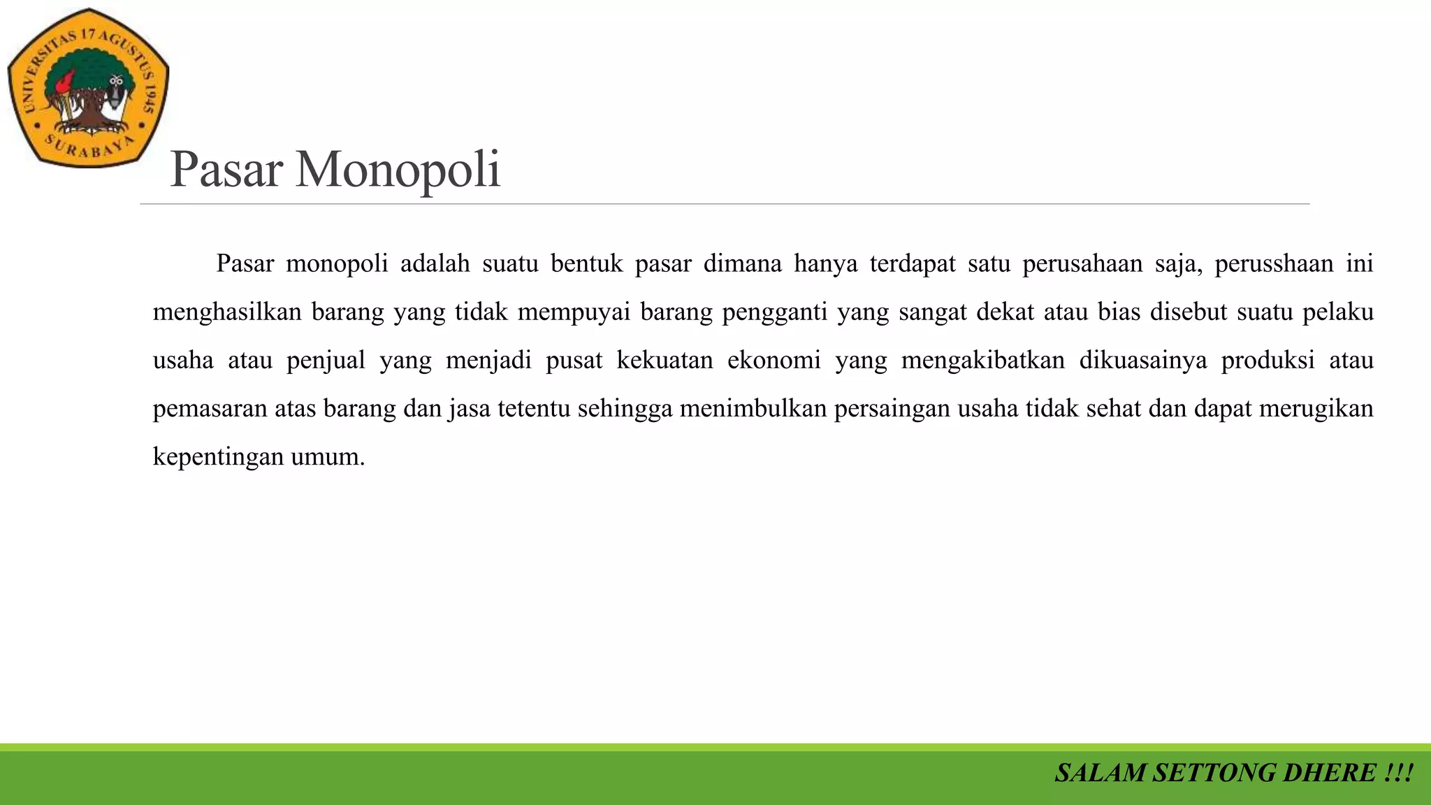 Struktur pasar persaingan sempurna dan monopoli | PPTX
