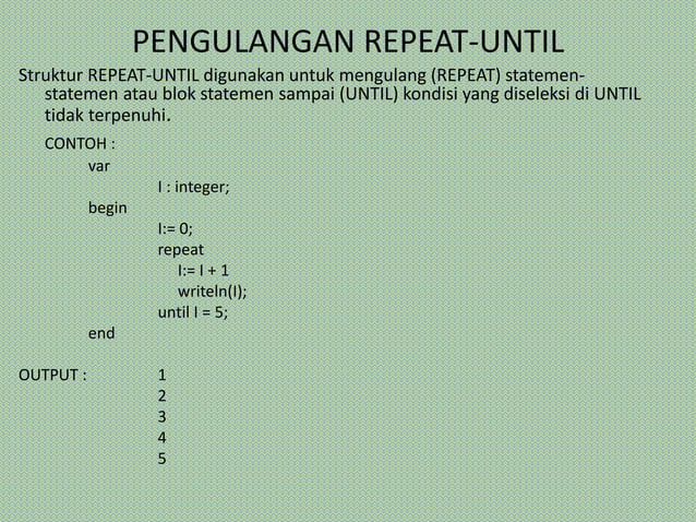 Struktur pemrograman pascal | PPTX