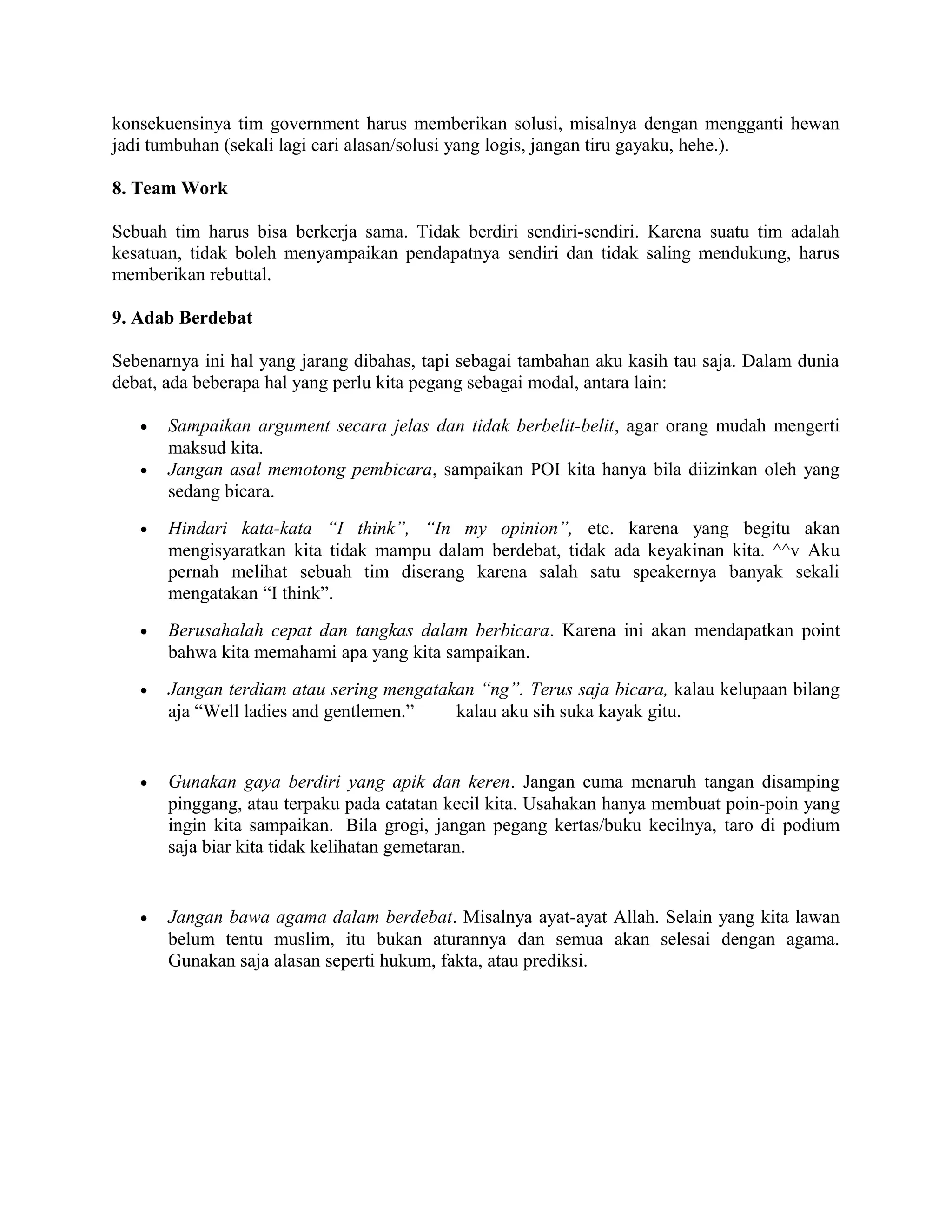 Struktur perlombaan debating | DOC