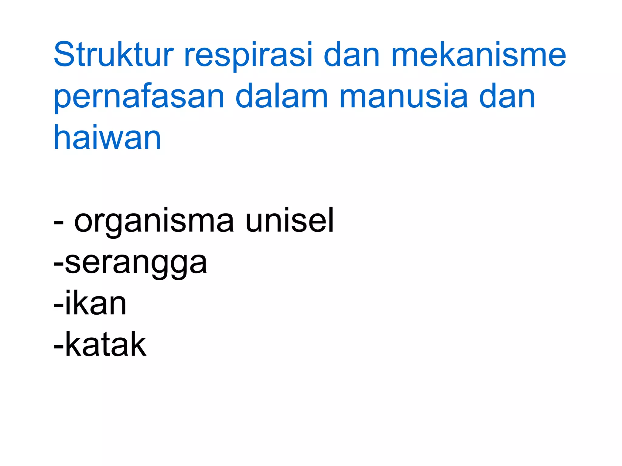 Struktur respirasi dan mekanisme pernafasan dalam manusia dan haiwan 2 ...