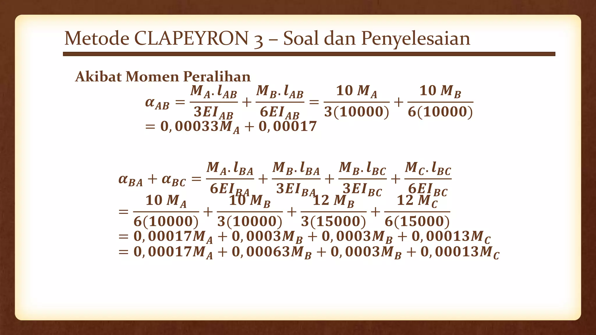struktur statis tak tentu metode clapetron-continuous beam dengan ...