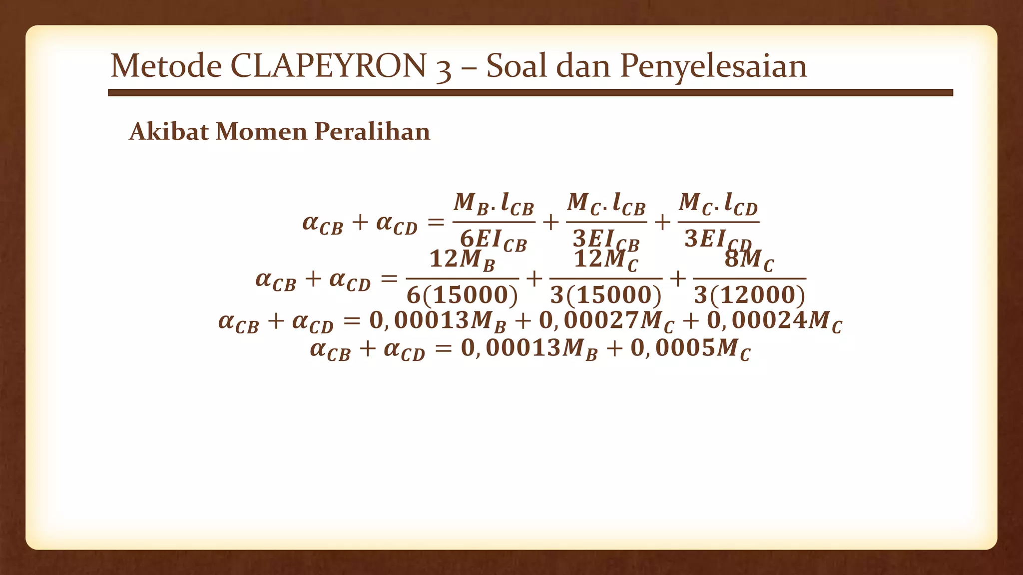 struktur statis tak tentu metode clapetron-continuous beam dengan ...