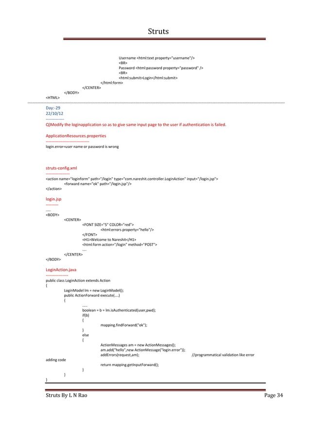 Struts by l n rao | PDF