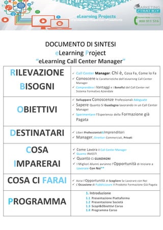 Strutturazione Corso Call Center Manager | PDF | Education