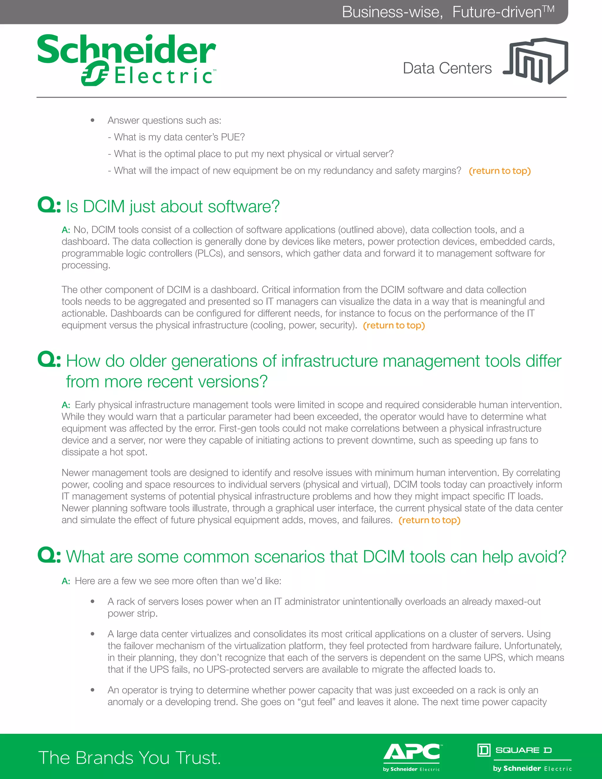 StruxureWare DCIM Q&A | PDF