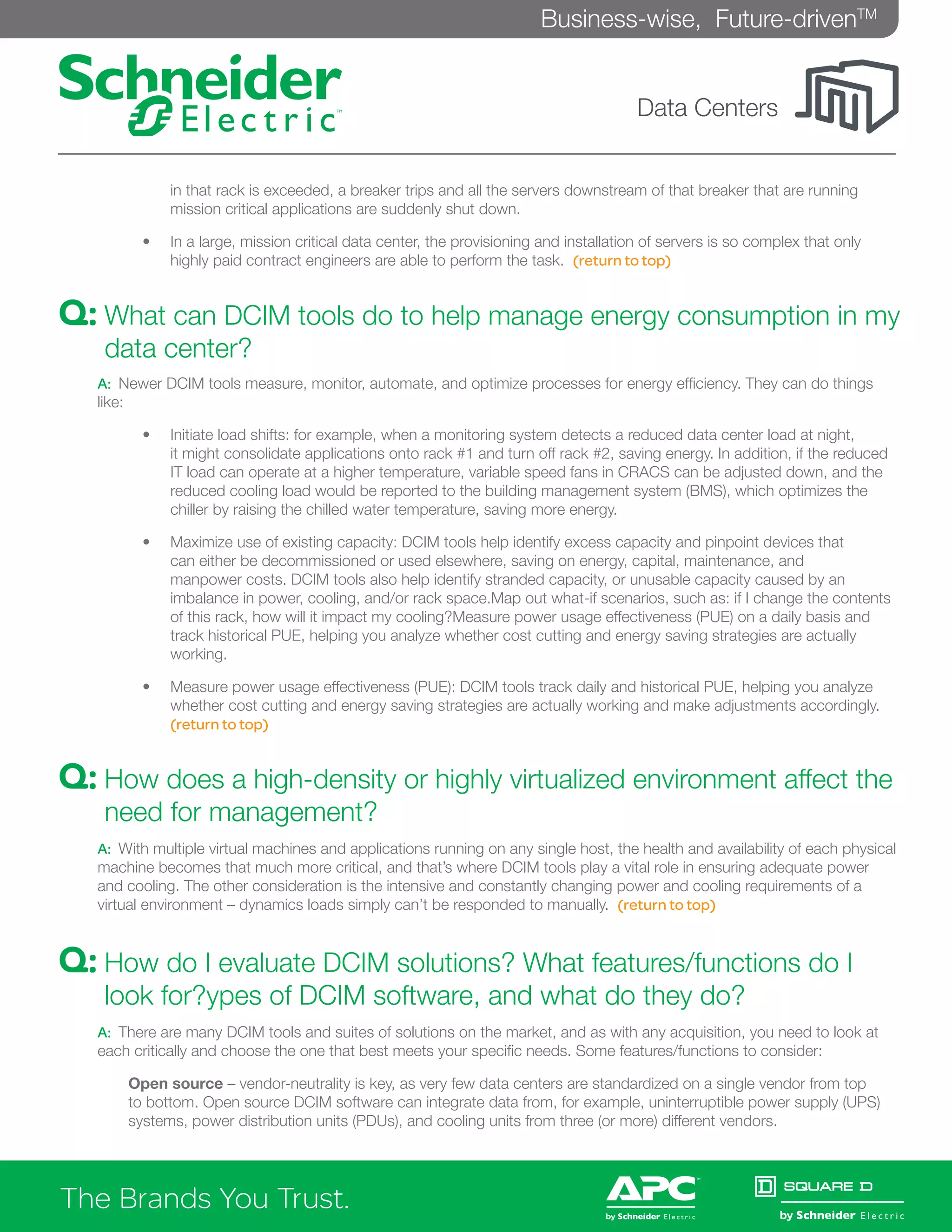 StruxureWare DCIM Q&A | PDF
