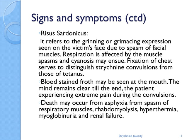 Strychinine poisoning (Nux vomica) / spinal poison | PDF | Brain and ...