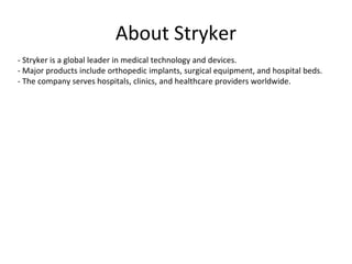 Stryker Supply Chain Presentation Coursera | PDF