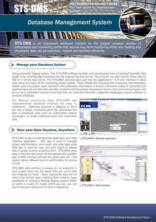 STS-DMS Instrumentation Database Software | PDF