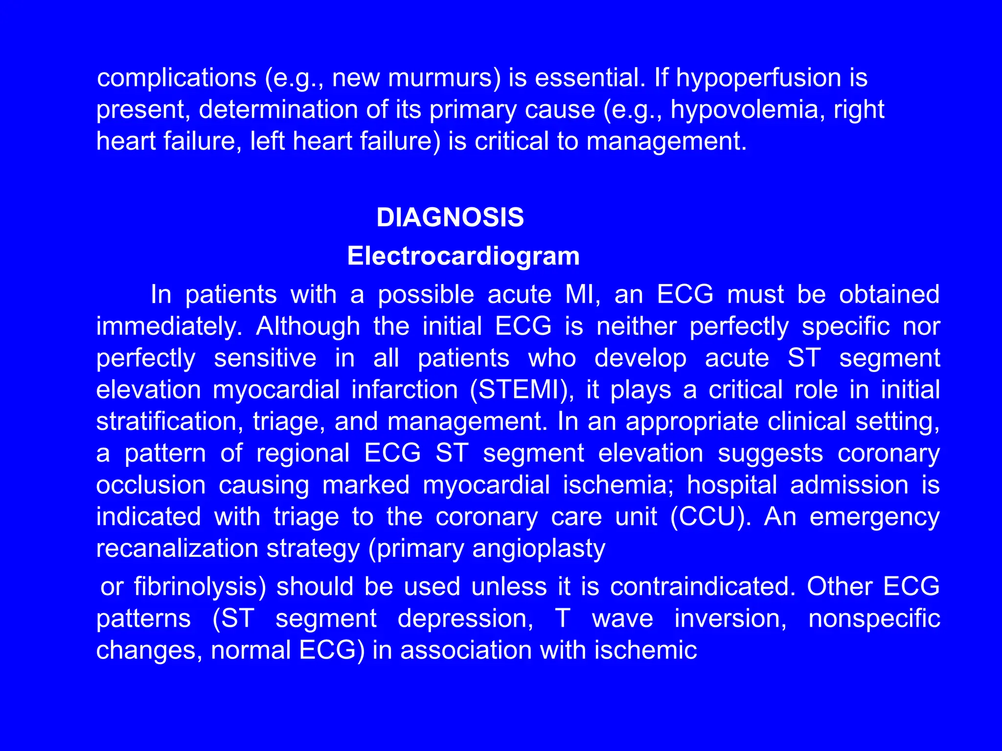 ST segment elevation acute myocardial infarction and complications of ...