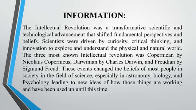 Intellectual Revolution (STS) | PPTX | Biological Sciences | Science