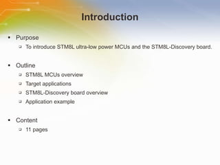 Discovering Board for STM8L15x MCUs | PPT