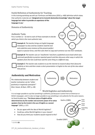 Using and Adapting Authentic Materials to Motivate Students - Handout | PDF