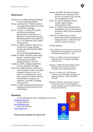 Using and Adapting Authentic Materials to Motivate Students - Handout | PDF