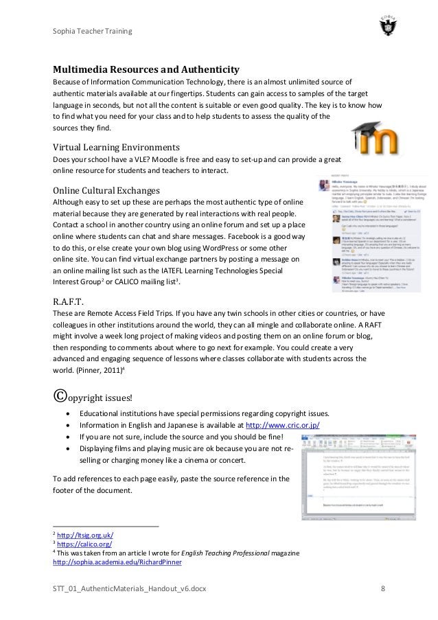 Using and Adapting Authentic Materials to Motivate Students - Handout | PDF