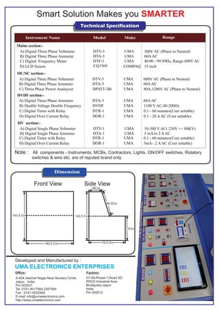 Smart Transformer Testing Bench (STTB-3A), UMA Electronics Enterprises ...