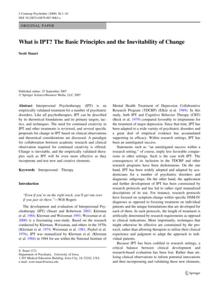 What is IPT? (Stuart, 2008) | PDF