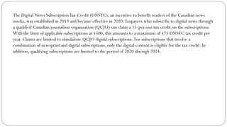 Understanding CRA Digital News Subscription Tax Credit | PPTX ...