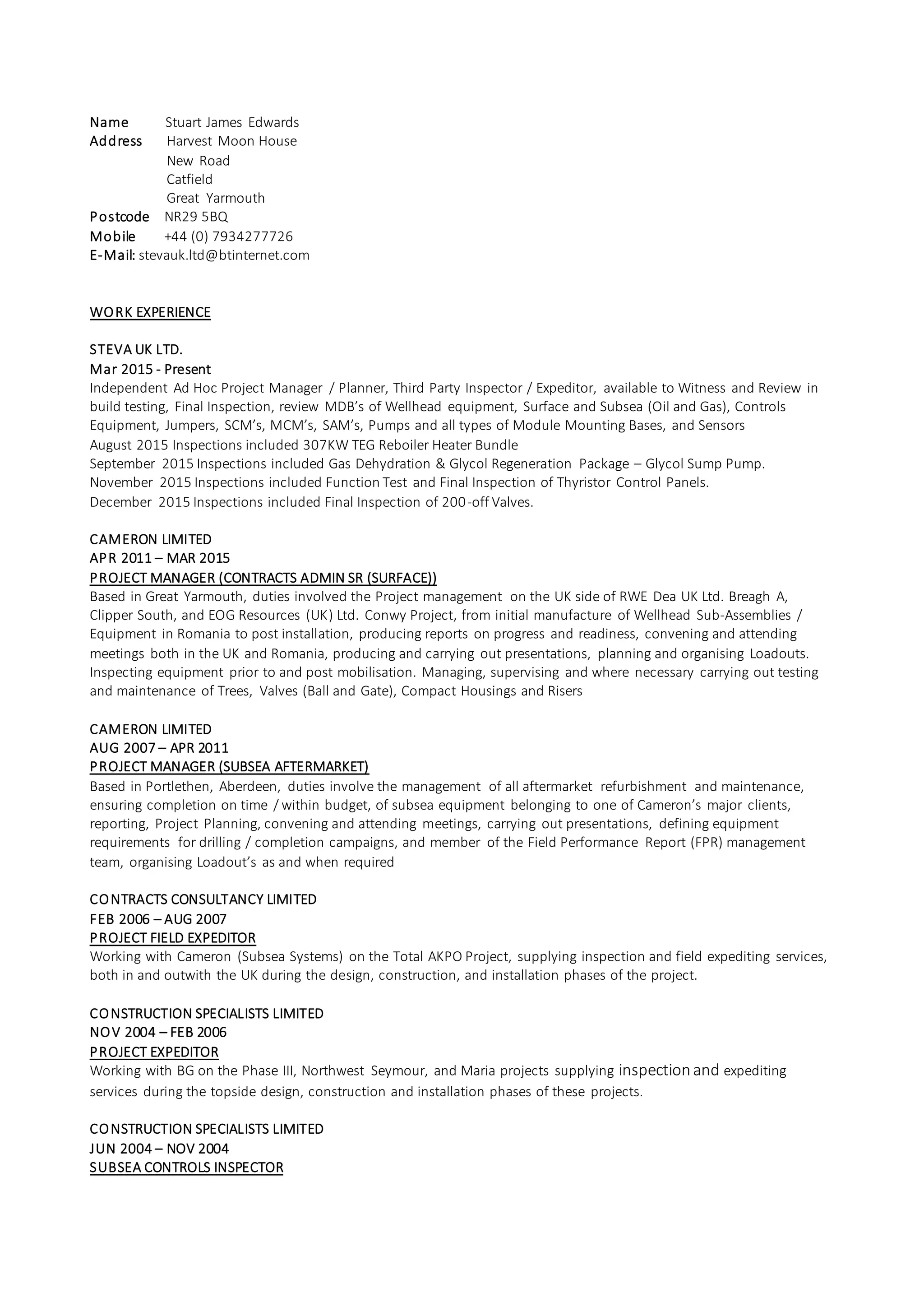 Stuart edwards cv | DOCX