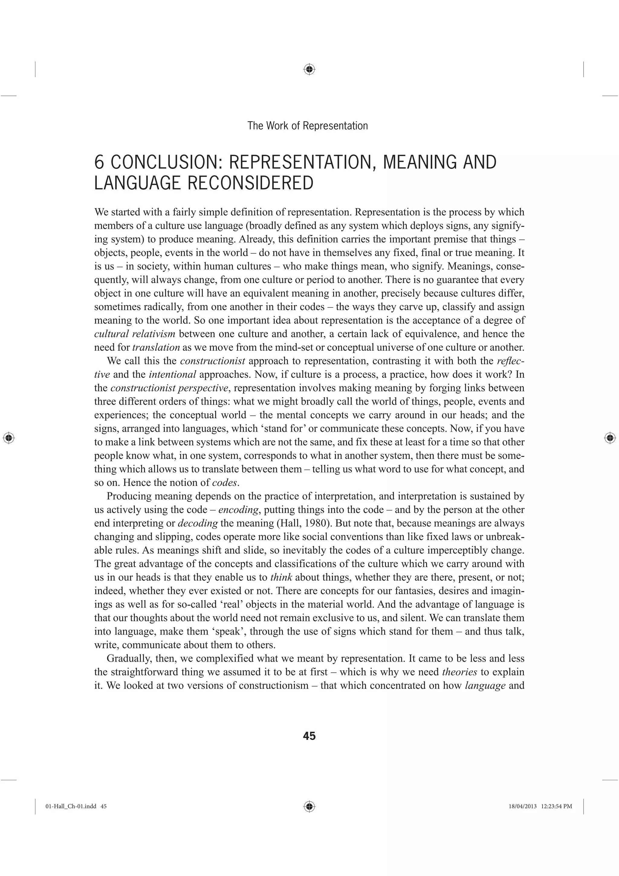 Stuart Hall - Representation Theory | PDF