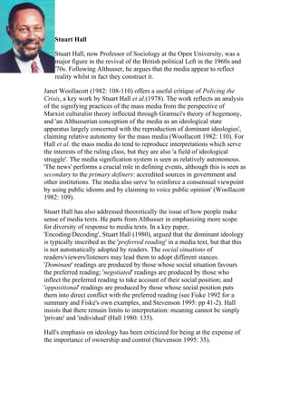 Stuart Hall Reading | DOC