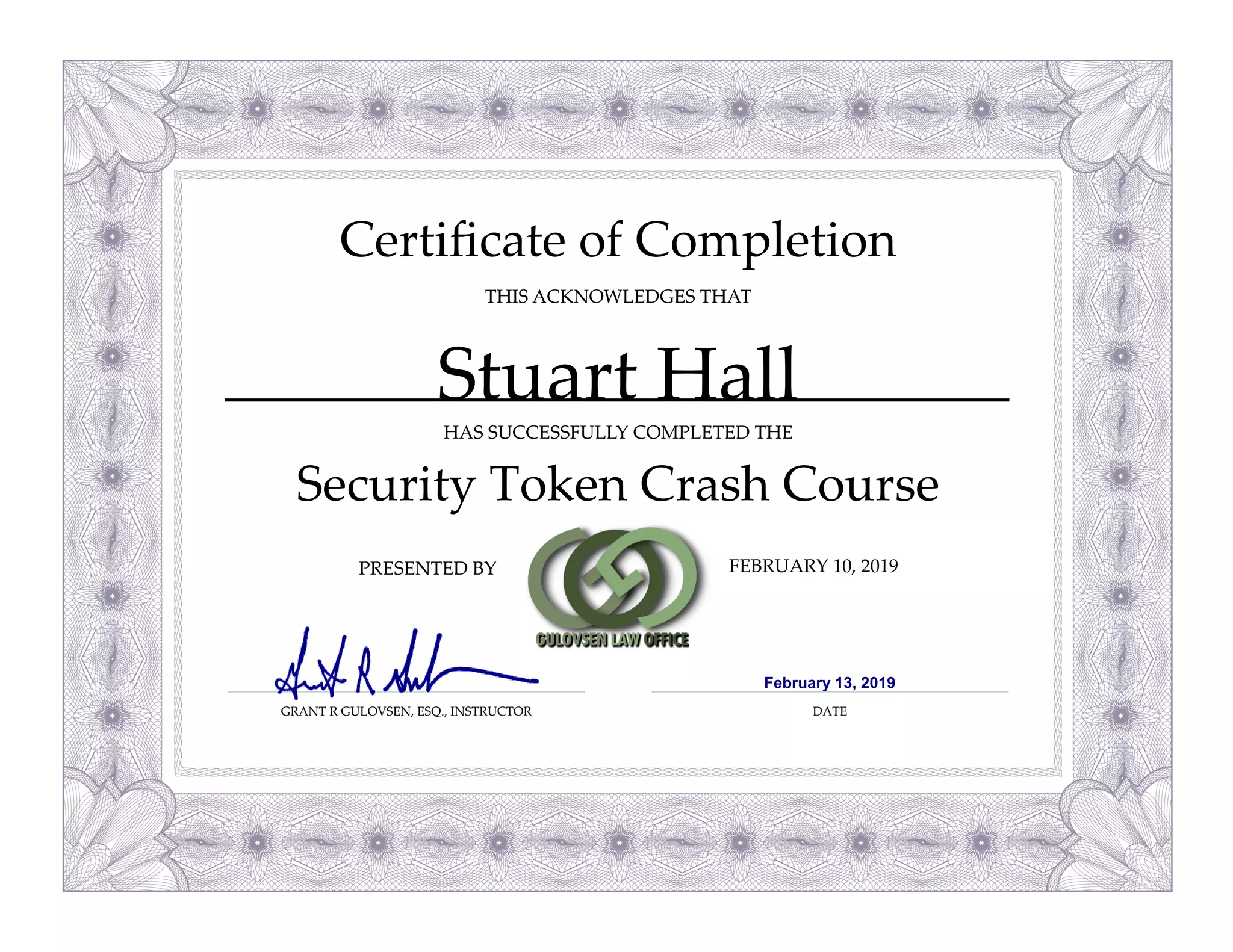 Security Token Crash Course - certificate | PDF | Technology & Computing
