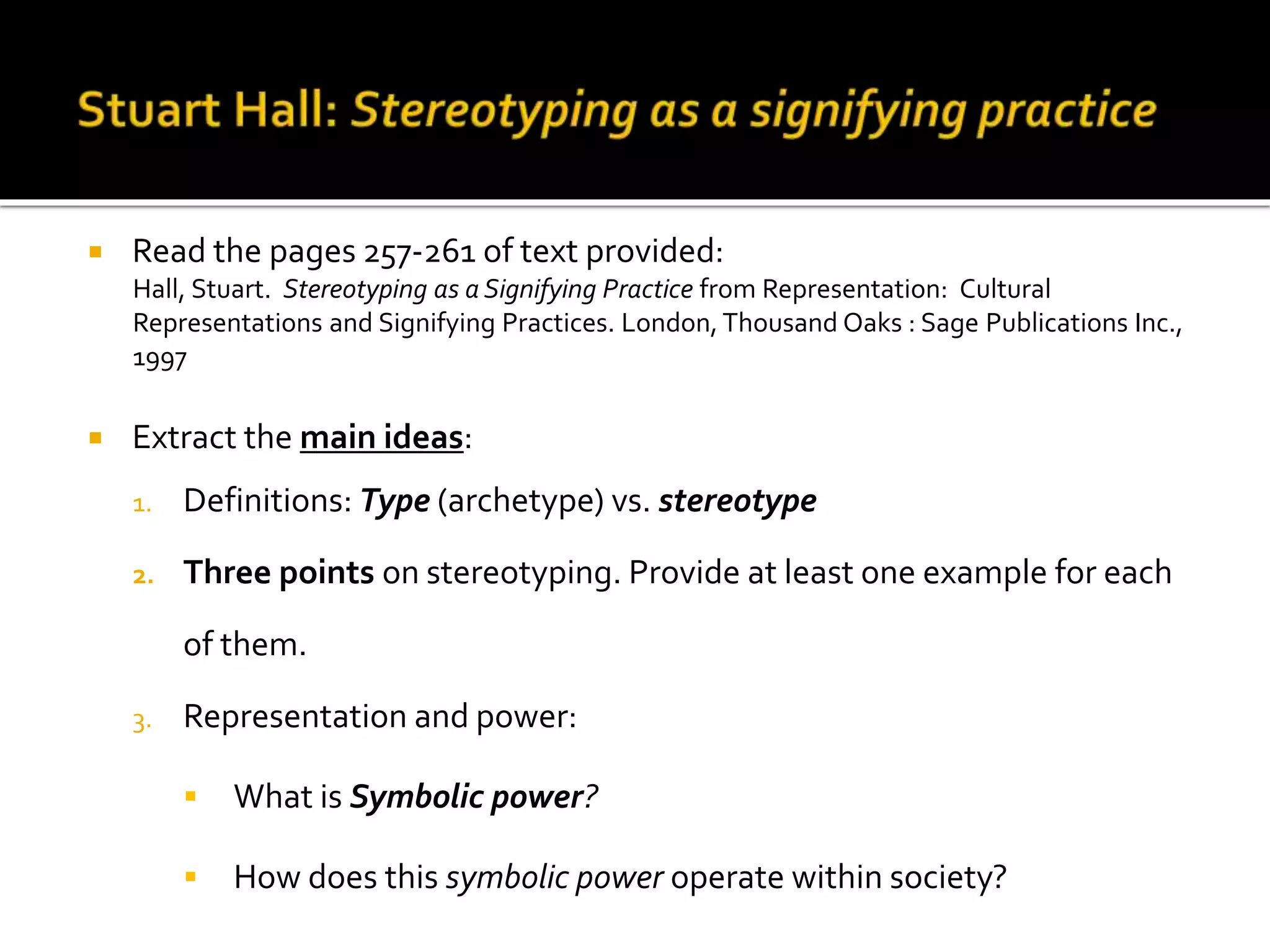 Stuart Hall theories of representation | PPTX