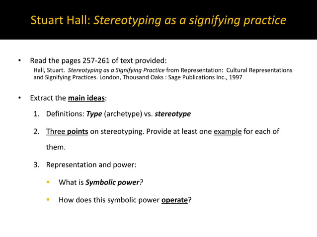 Stuart Hall Theories of representation 1.pptx | Debated Sensitive ...