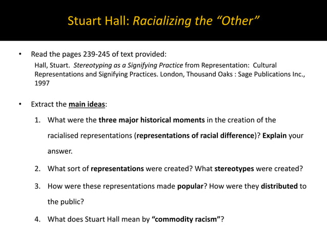 Stuart Hall Theories of representation 1.pptx | Debated Sensitive ...