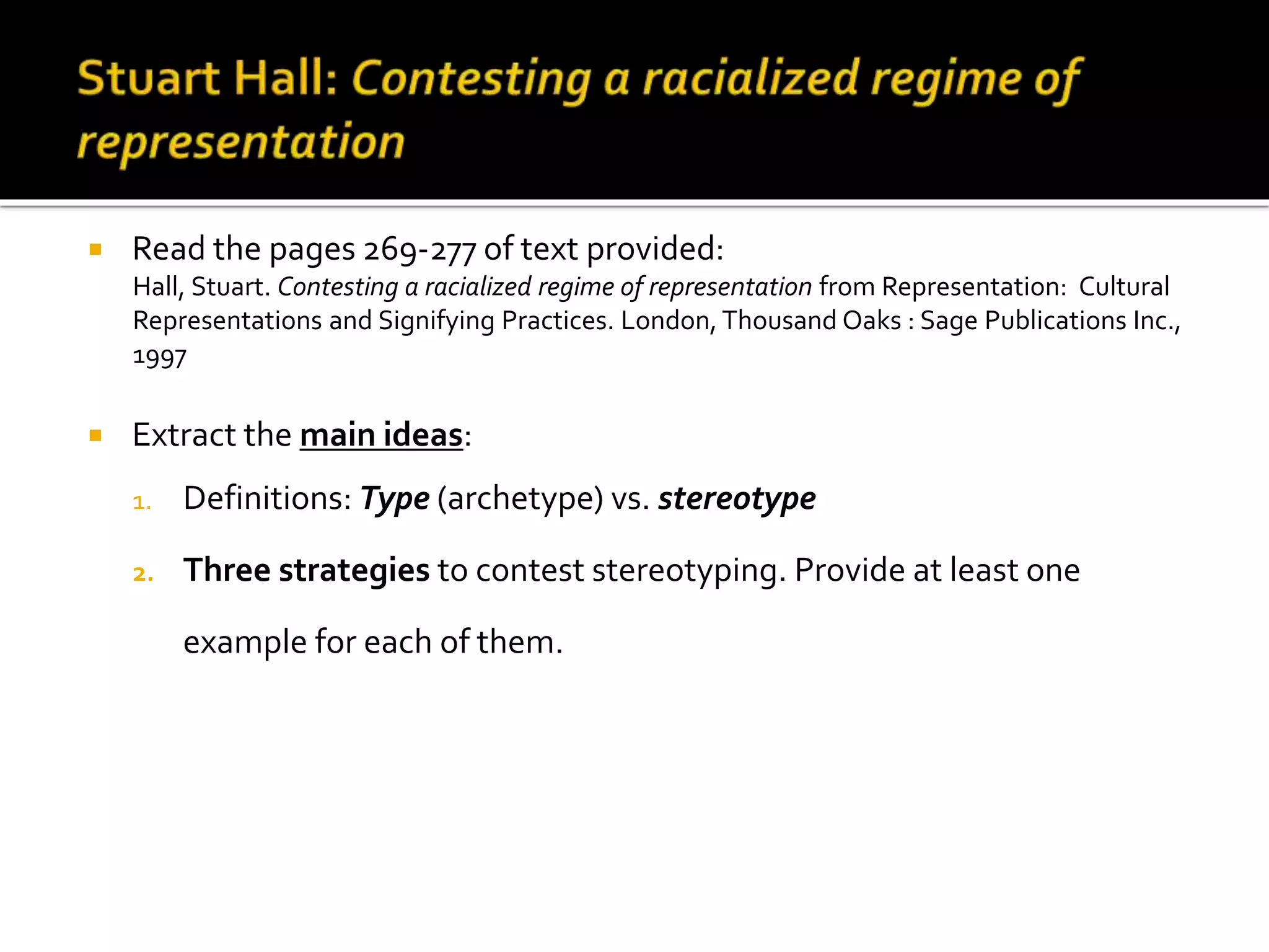 Stuart Hall Theories of representation 3 | PPT