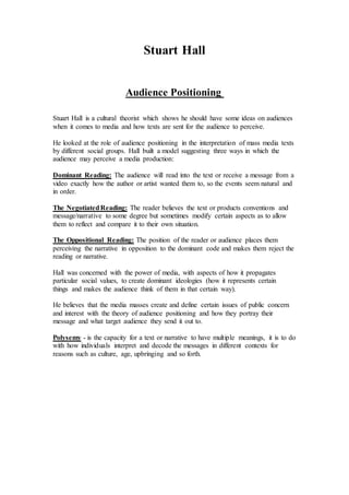 Stuart Hall Theory | PDF