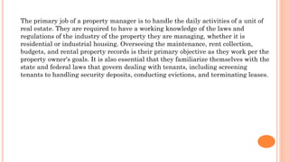 The Fundamental Roles of a Property Manager | PPTX