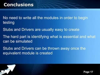 Stub Testing and Driver Testing | PPT | Web Development | Internet