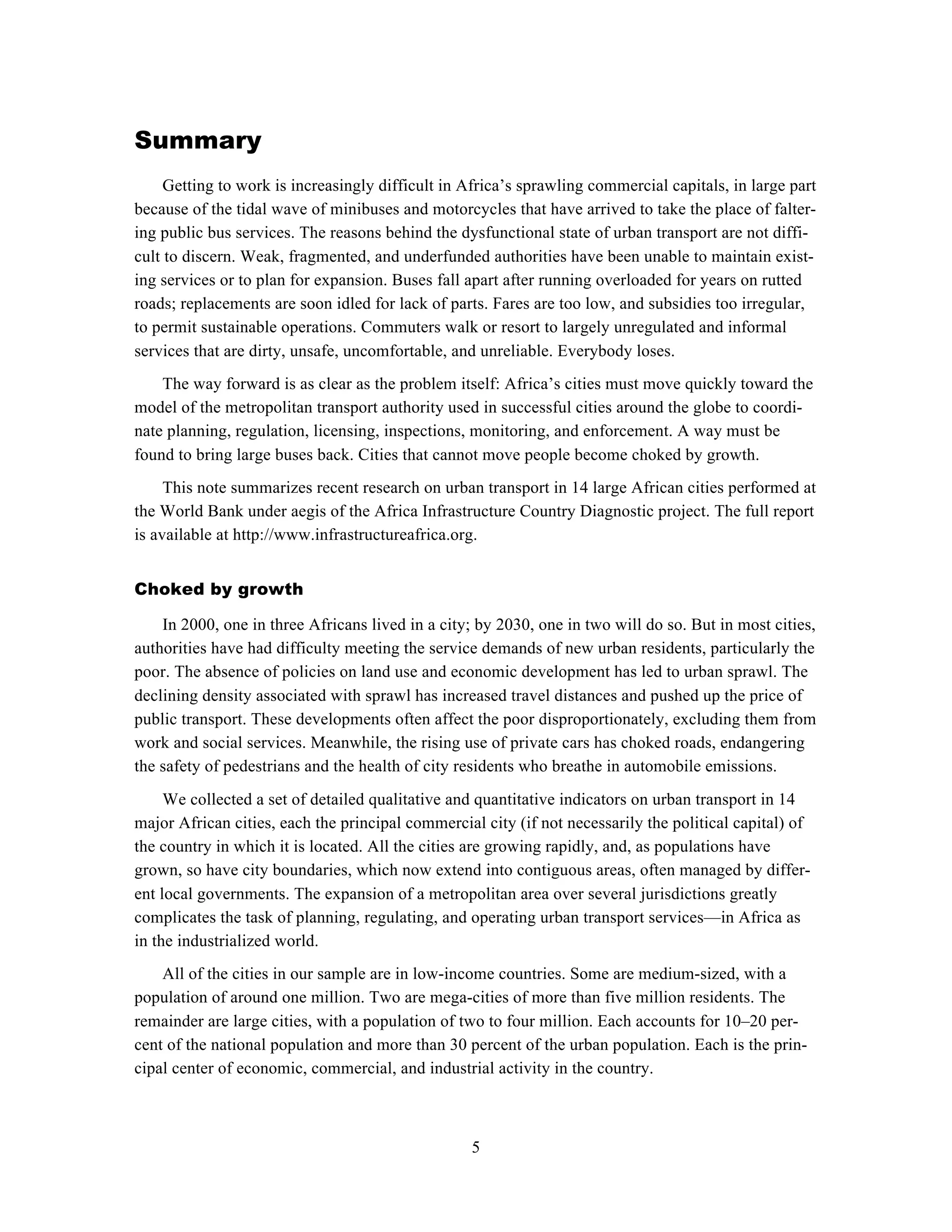 Stuck in Traffic: Urban Transport in Africa | PDF