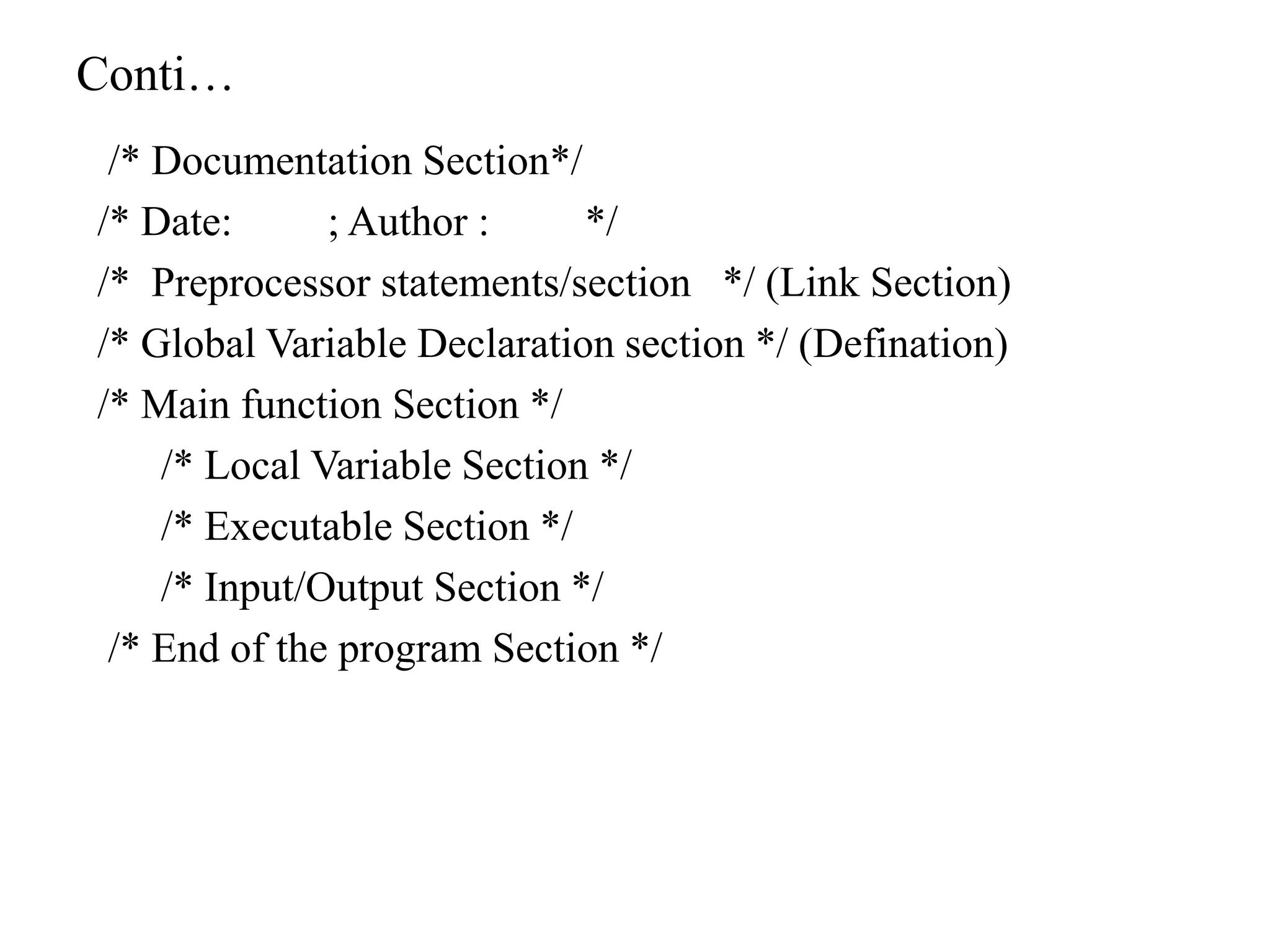 Stucture of c program | PPT | Free Download