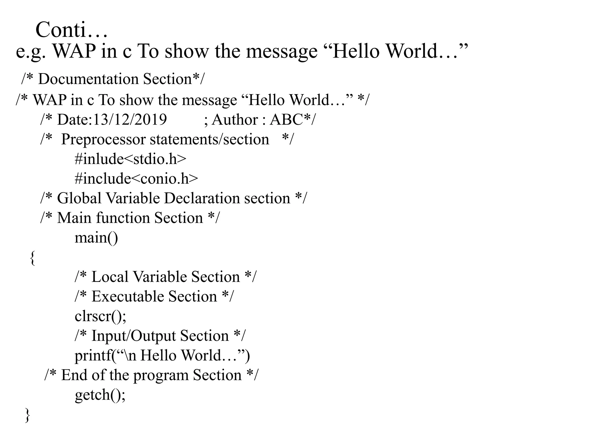 Stucture of c program | PPT | Free Download