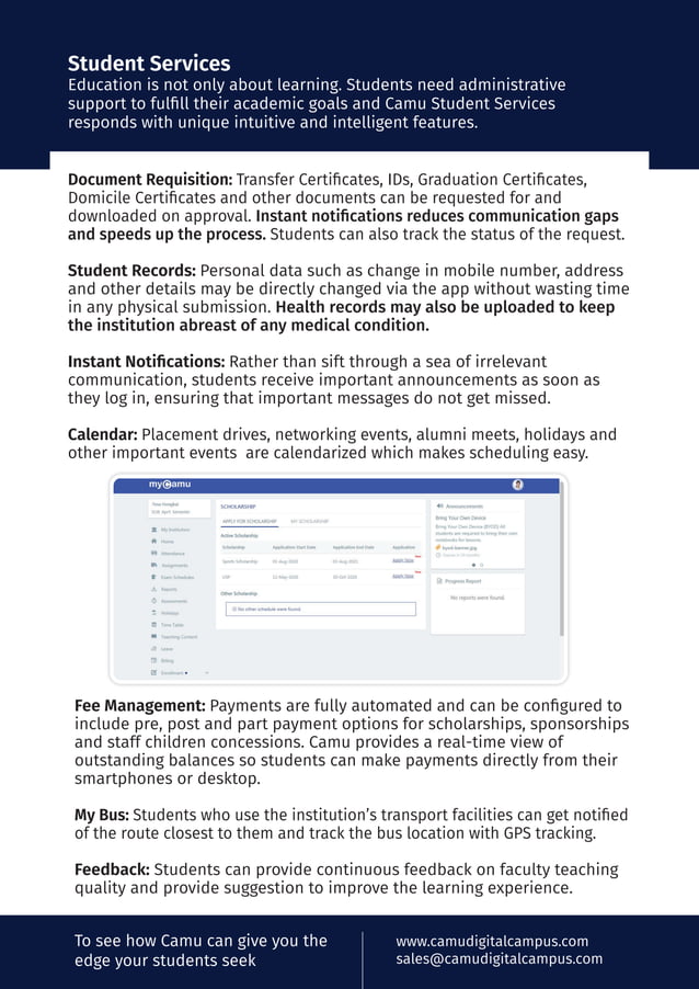 Student benefit brochure by Camu Digital Cmapus | PDF | Educational ...