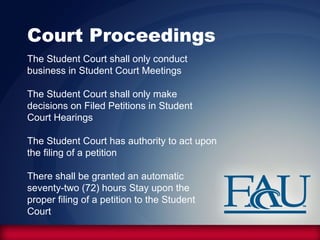 FAU Student Government Judicial Branch Overview | PPT