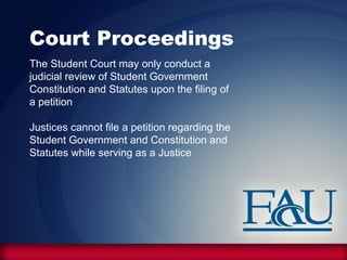 FAU Student Government Judicial Branch Overview | PPT